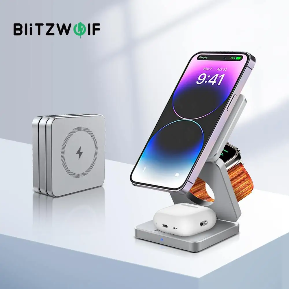 BlitzWolf-BW-iw30-3-in-1-Foldable-Magnetic-15W-Wireless-Charger-Fast ...