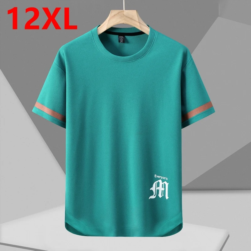 12XL 11XL sports men summer round neck letter short sleeved T-shirt ...