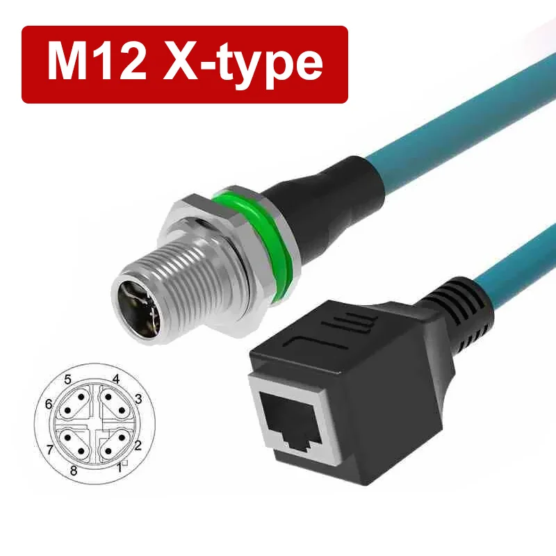 Industrial M12 8Pin X-encoded Male to RJ45 Ethernet Connector Line ...