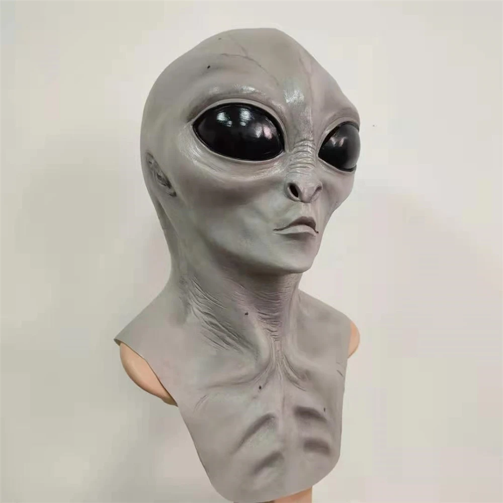 UFO Alien Skull Mask Cosplay Horror Latex Masks Helmet Halloween Masqu ...