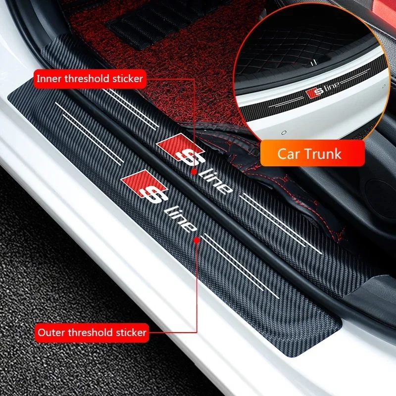4pcs Car Styling Fiber Door Sills Scuff Plate Guard Stickers Door ...