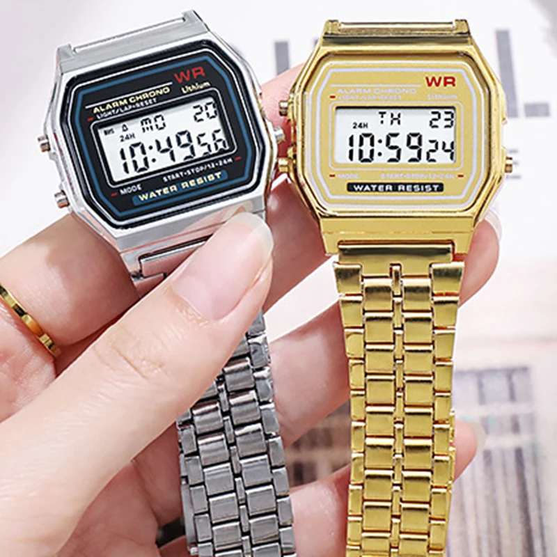 F91W-Steel-Strap-Watches-Women-Watch-Men-Business-Clock-Multifunction ...