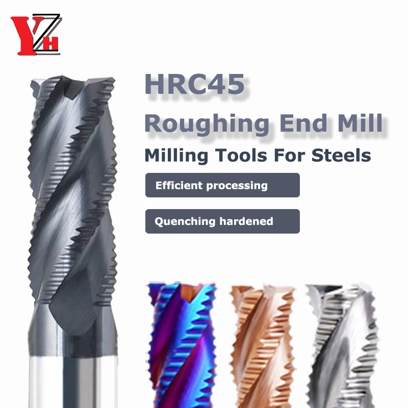 HRC45-Carbide-Roughing-End-Mill-4-Flute-CNC-Bit-For-Steel-Metal ...