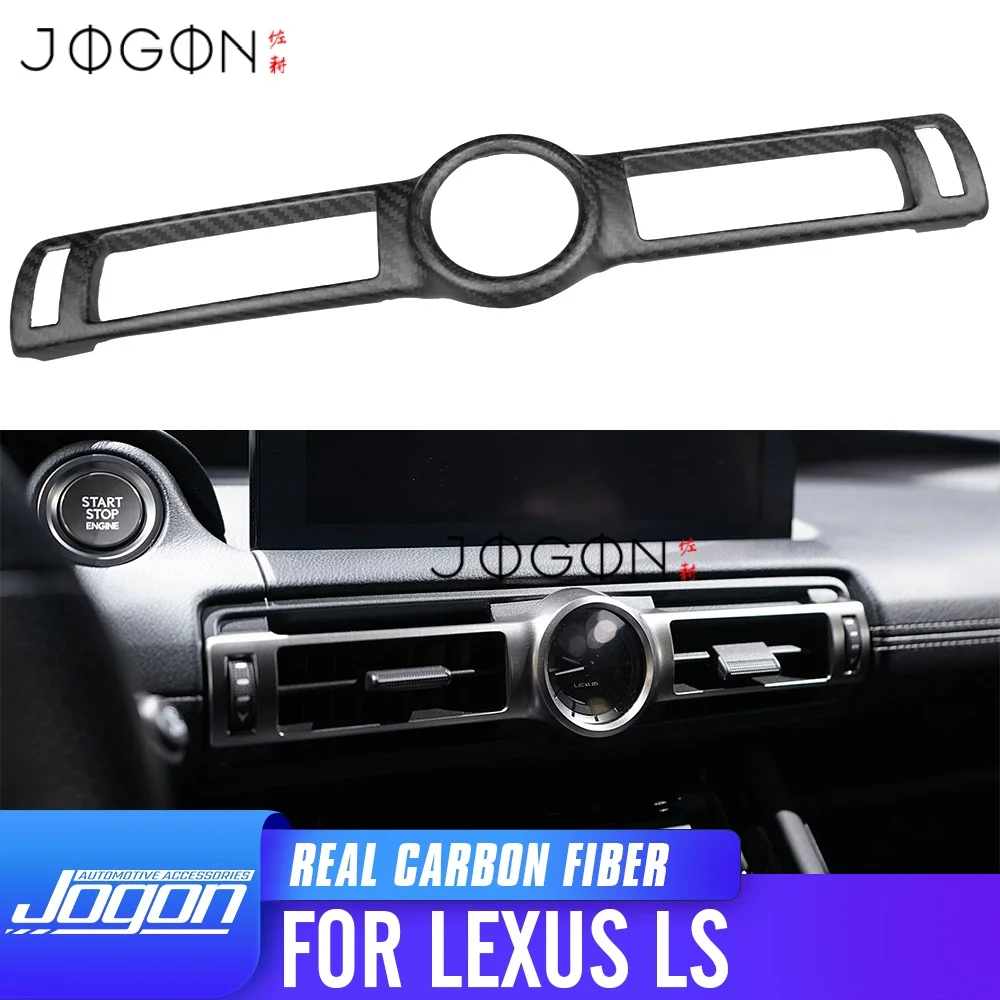 Dry Carbon Fiber Car Interior Center Console Air AC Vent Clock Covers ...