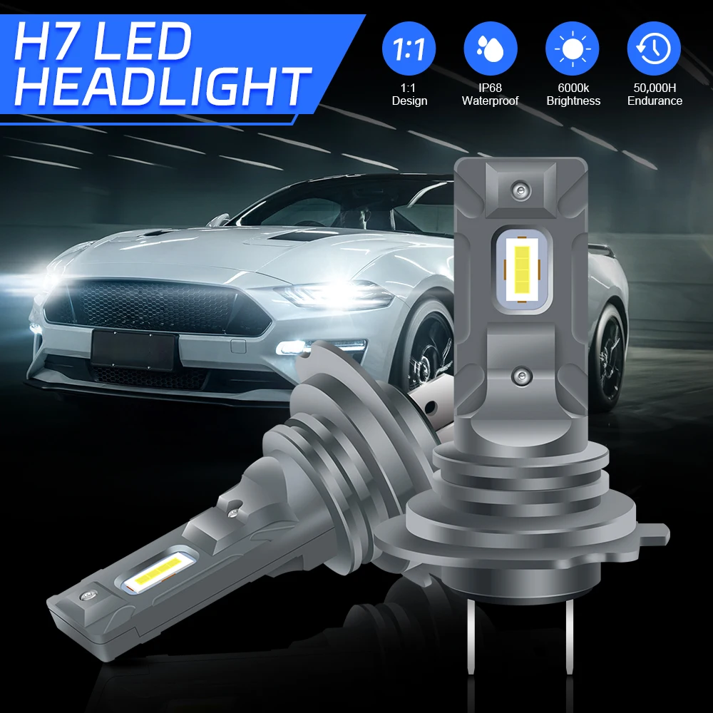 Without Fans Wireless H7 3570 LED Headlight Mini Bulb 60W 20000LM 6000K CSP for Car Headlamp ...