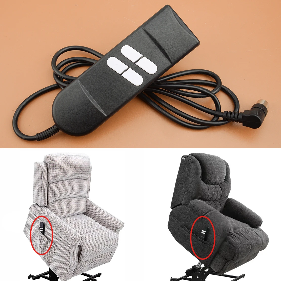 4-Buttons-Electric-Recliner-Switch-Hand-Remote-Control-Black-Plastic ...