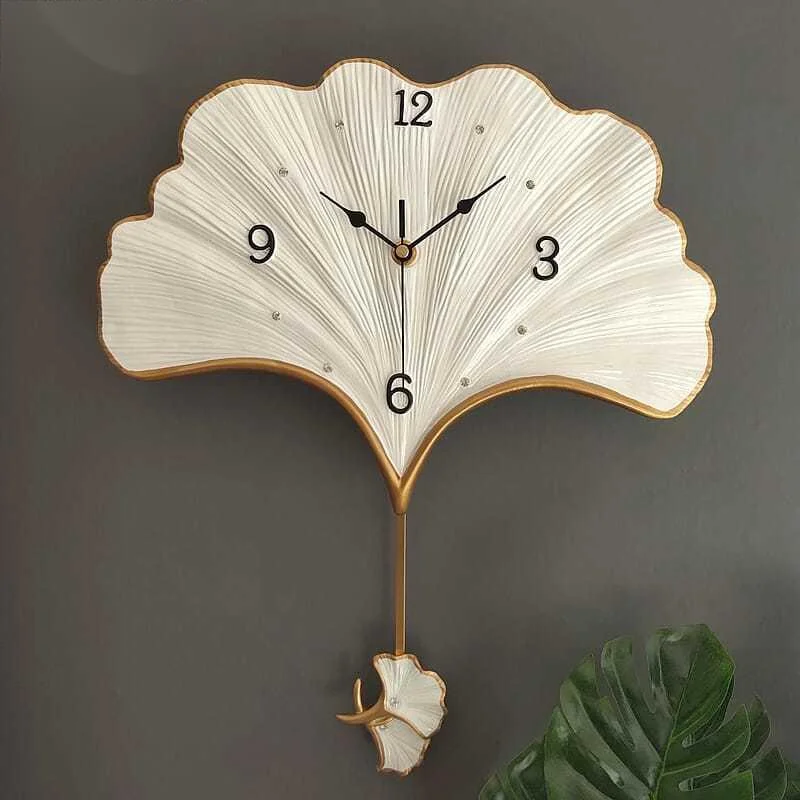 Wall-Clock-Restaurant-Clock-Resin-Ginkgo-Leaf-Shape-Clock-Wall-Clock ...
