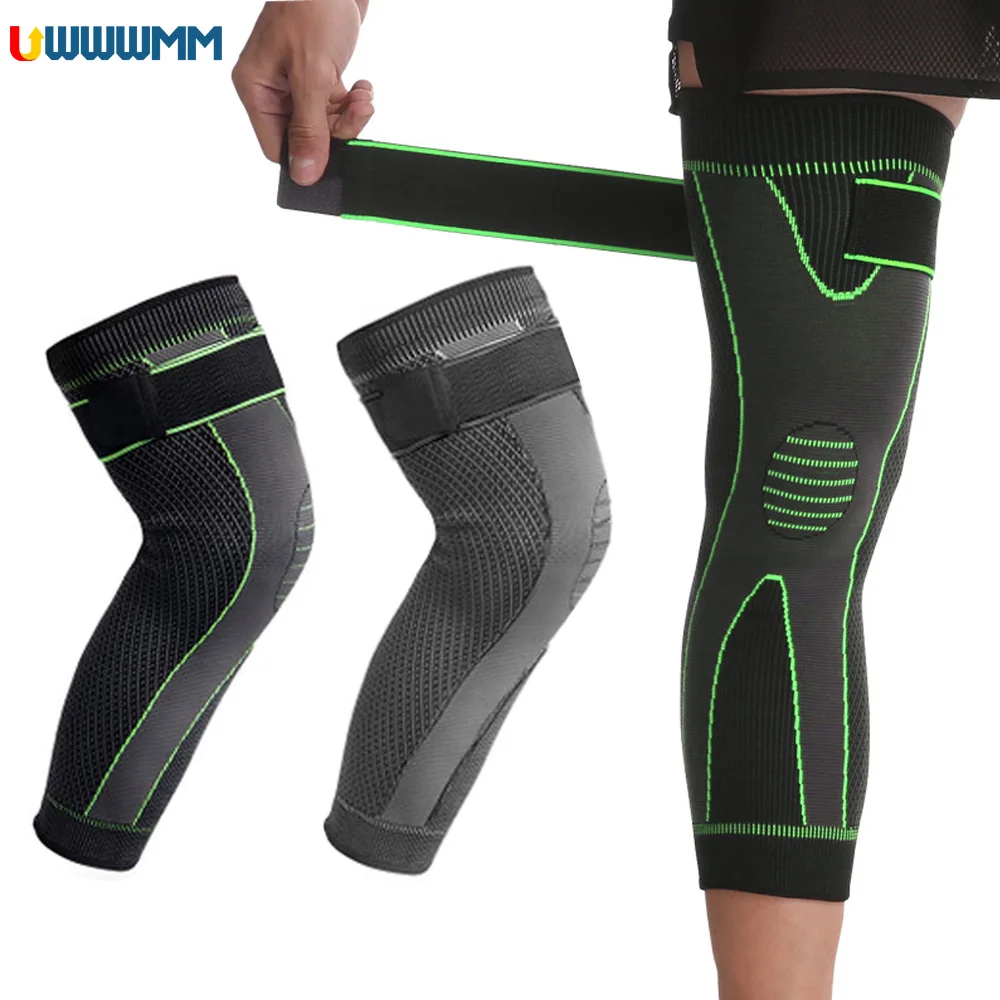 1Pcs-Adjustable-Full-Leg-Sleeves-Basketball-Long-Compression-Knee ...