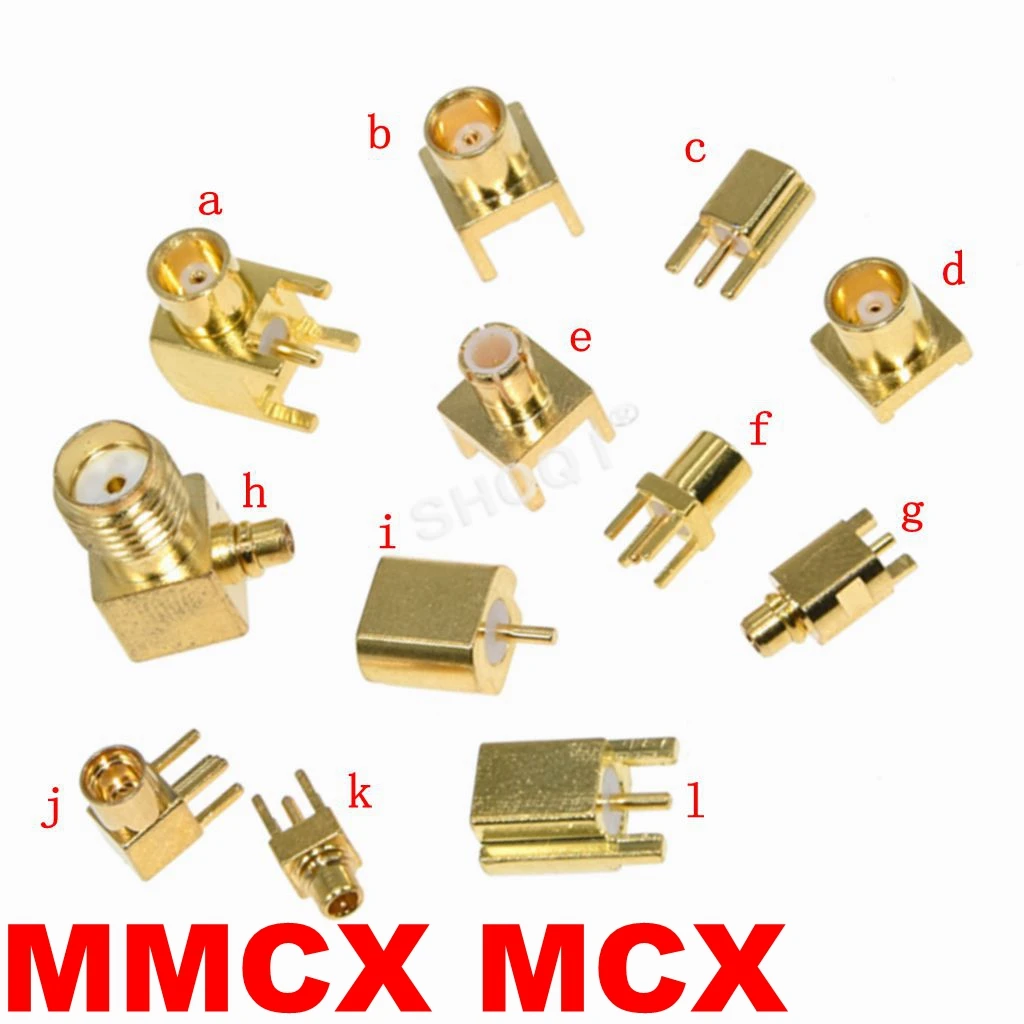 1pcs RF CoaxIal 50ohm Right Angle/Straight MMCX /MCX Male /Female PCB Plug Connector Adapter