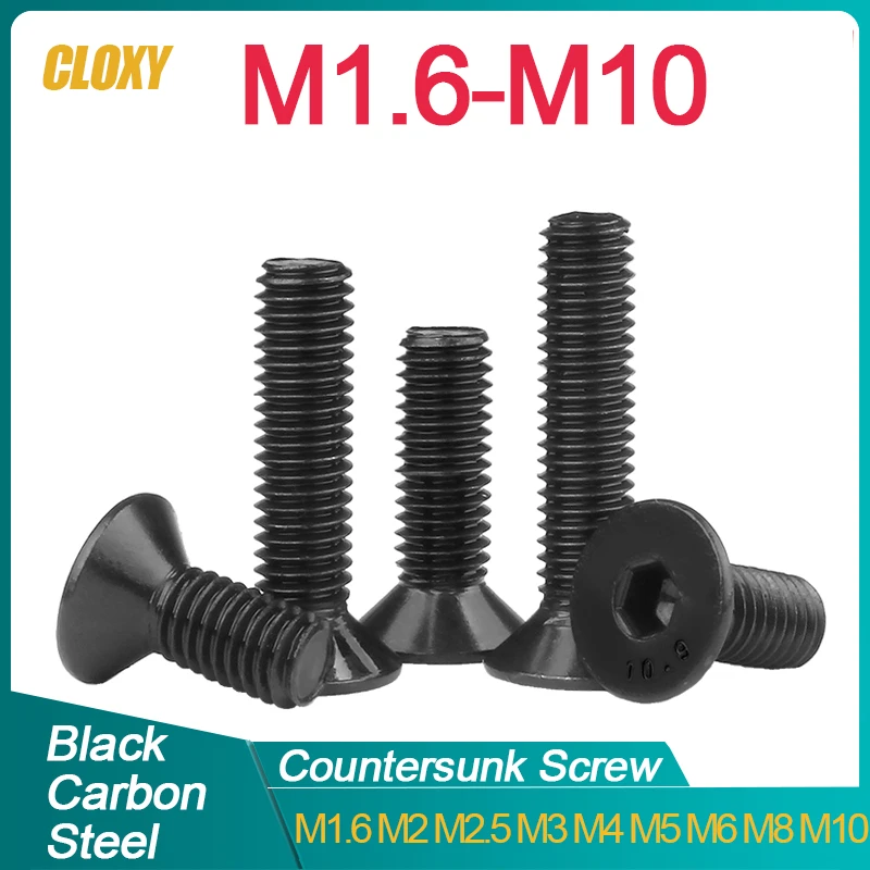 M1.6 M2 M2.5 M3 M4 M5 M6 M8 M10 Hexagon Socket Flat Countersunk Head Screw Carbon Steel Hex ...