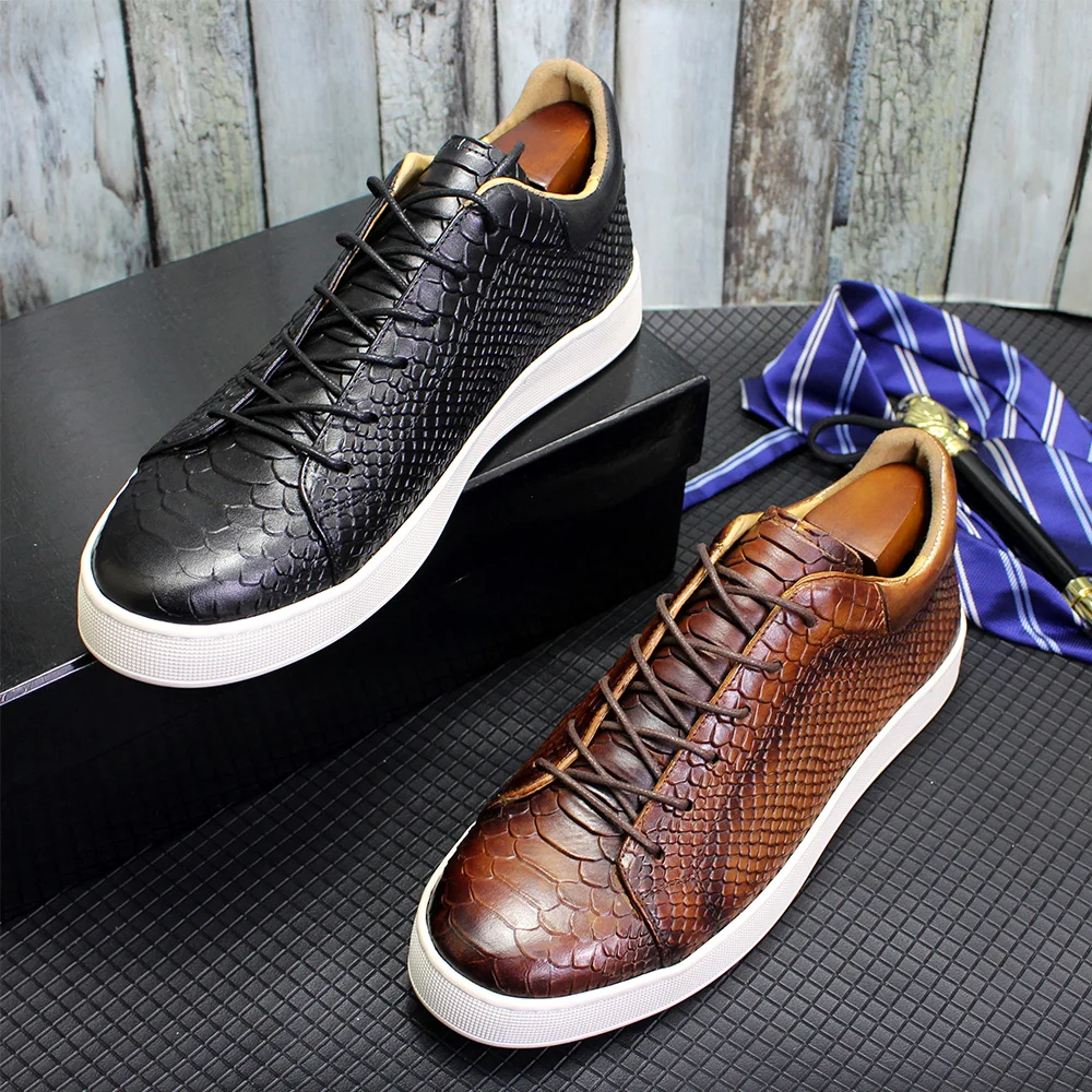 Chaussures en cuir véritable pour hommes, baskets classiques à lacets ...