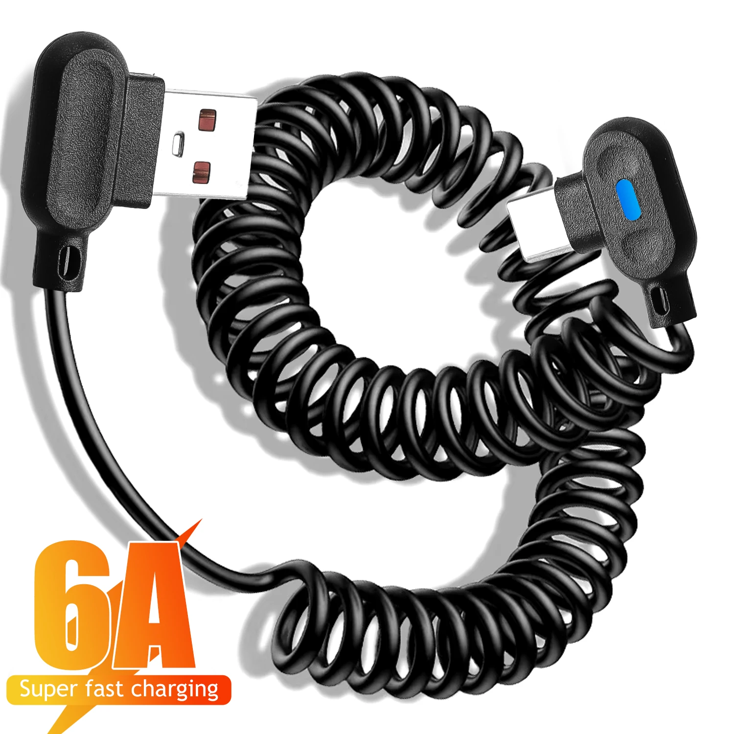 90-Degree-Angle-Elbow-USB-A-To-Type-C-Spring-Charging-Cables-Spiral ...