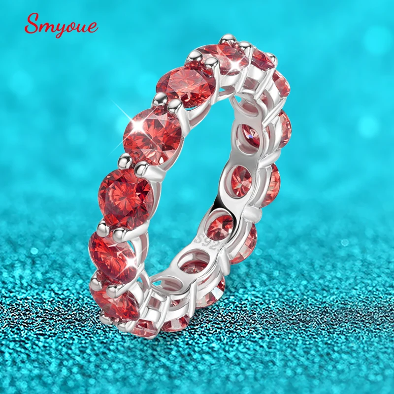 Smyoue-7CTTW-5mm-Red-Moissanite-Ring-for-Women-Lab-Created-Diamond-Full ...