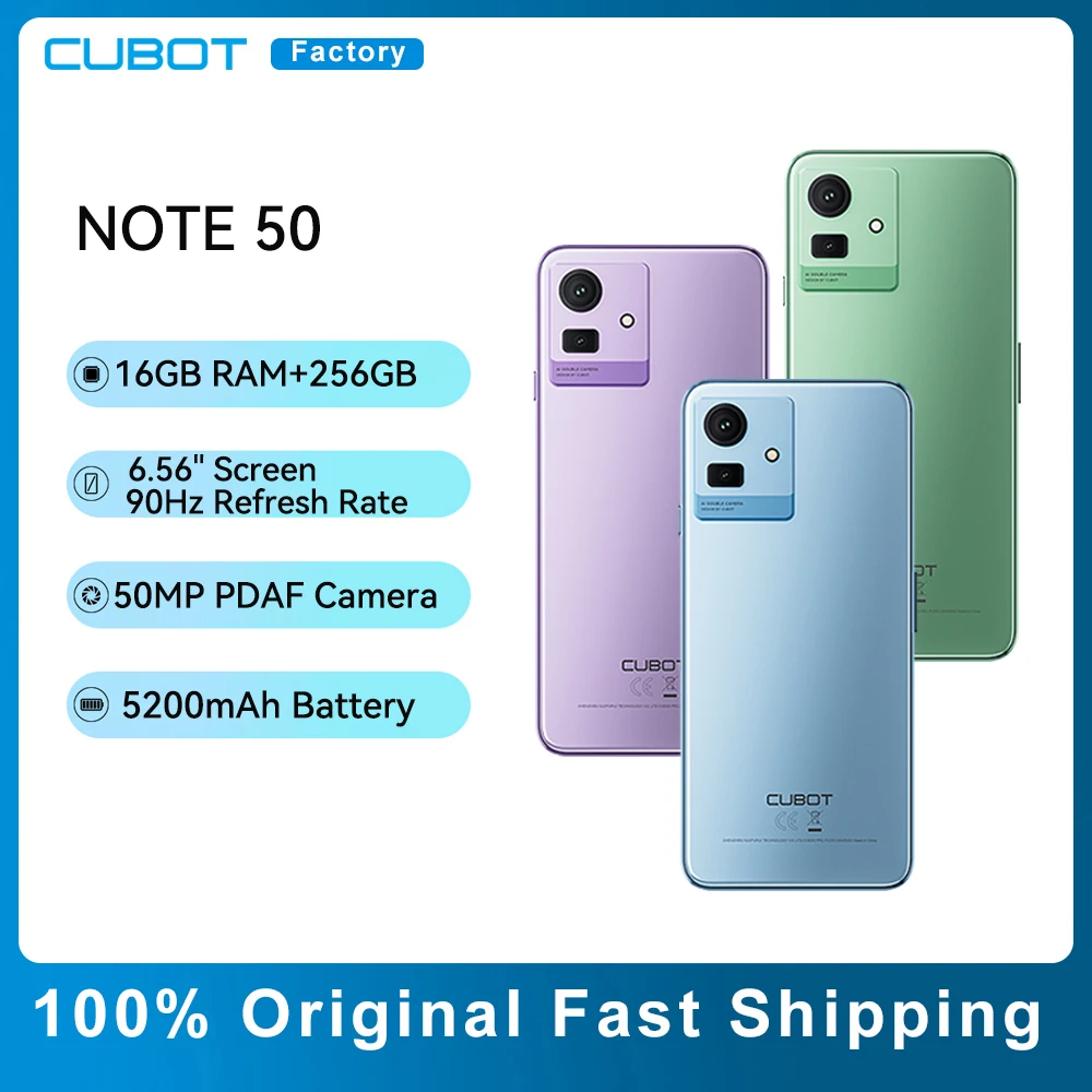 Cubot-Nota-50-Telefone-Inteligente-16GB-256GB-6-56-Tela-90Hz-Taxa-de ...