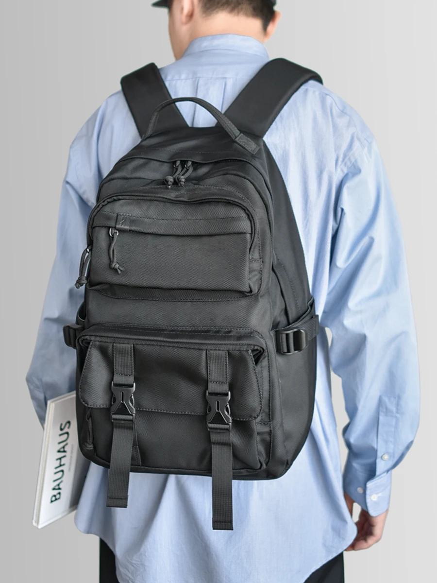 Casual-Black-High-Quality-Nylon-Backpack-Men-College-School-Travel-Bags ...