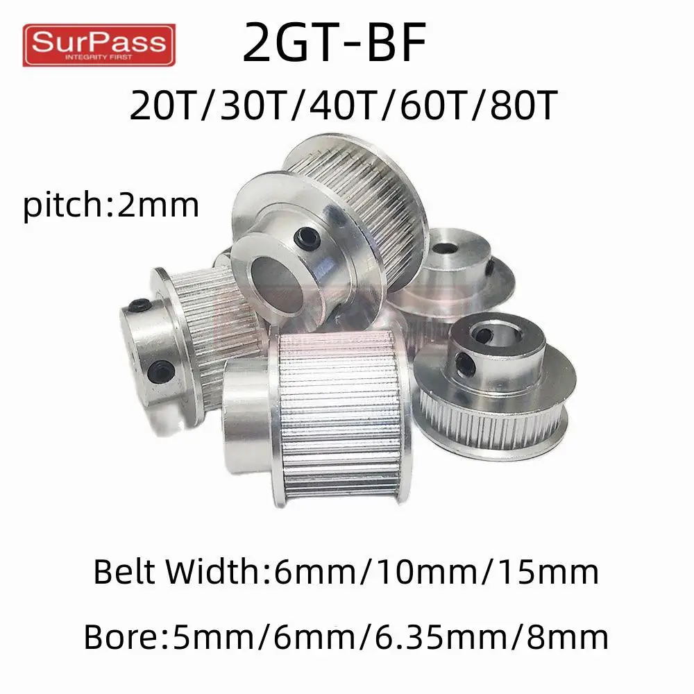 2GT Timing Pulle 20T/30T/40T/60T/80Teeth Bore 5mm/6mm/6.35mm/8mm Belt ...