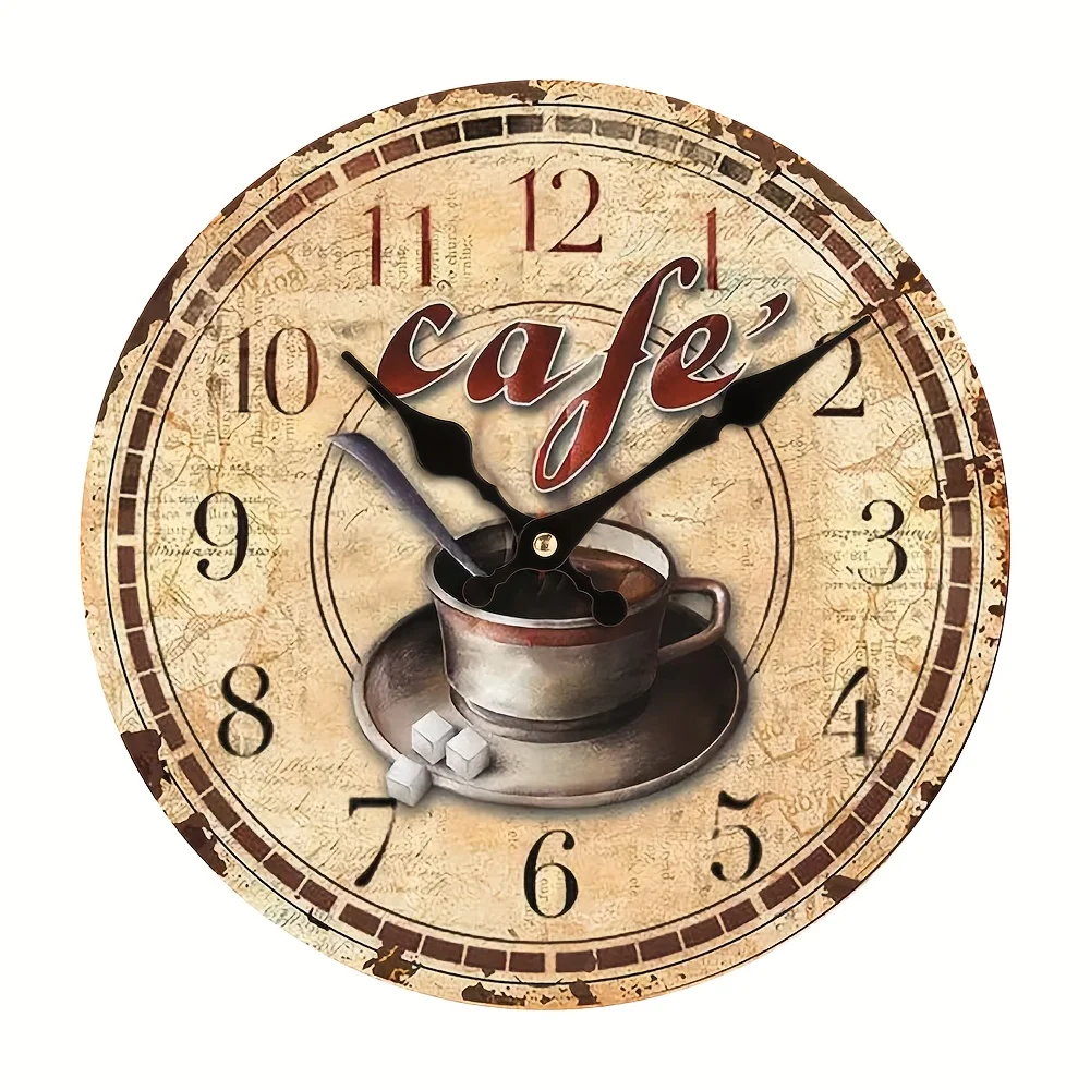 Retro-Cafe-Wall-Clock-Quiet-Non-Ticking-Wooden-Fiberboard-Clock-for ...
