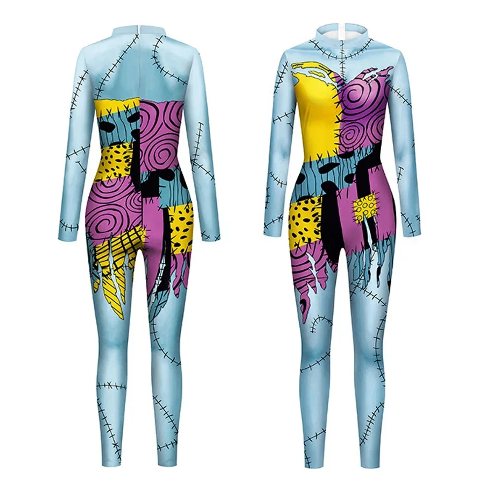 Halloween Adult Carnival Costume For Women Sally Printed Slim Jumpsuit ...
