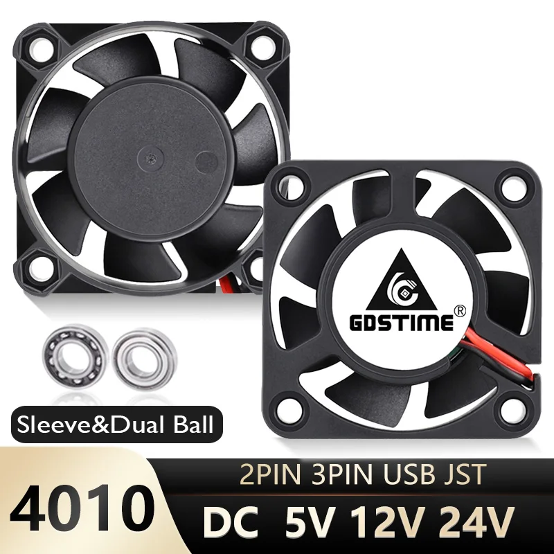 GDSTIME 40mm DC 24V 12V 5V Dual Ball Bearing Computer Case CPU Cooler ...