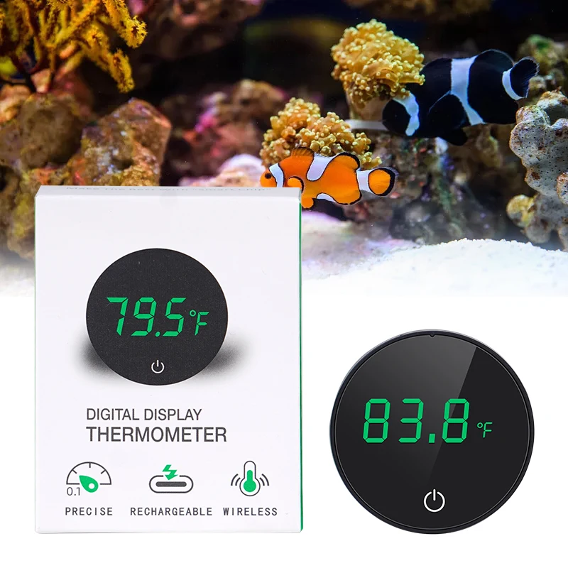 Aquarium Thermometer LCD Digital External Thermometer Charging Type-C ...