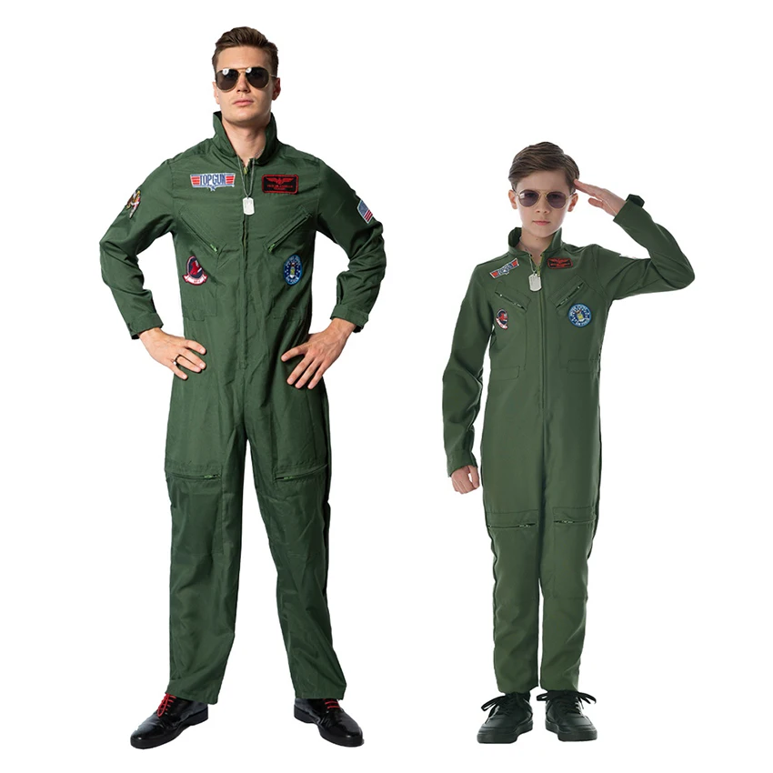 American Pilot Cosplay Anime Halloween Costumes For Kid Men Ace Aviator ...