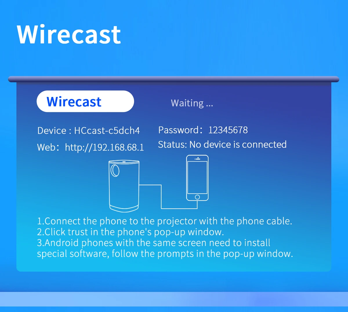 T30S Mini Mirror Cast Projector - OTC.LK