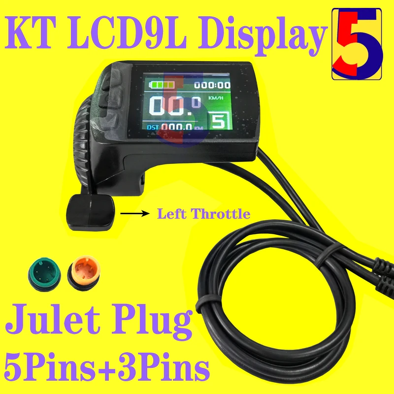 New Ebike KT LCD9 Color Meter display with Julet 5pins WF plug for KT ...