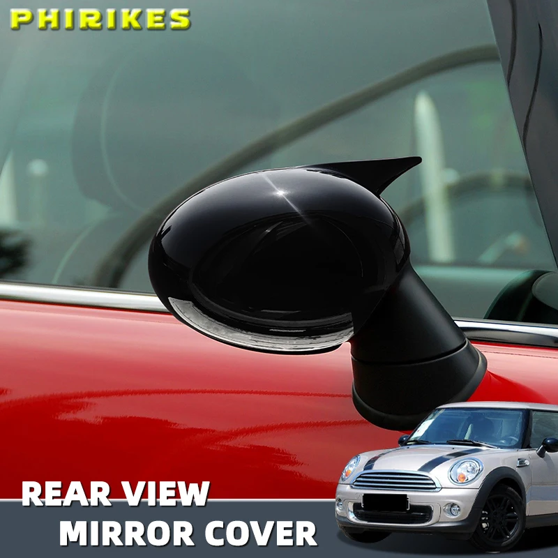 2pcs Rearview Mirror Caps Cover Glossy Black Sticking For BMW MINI ...