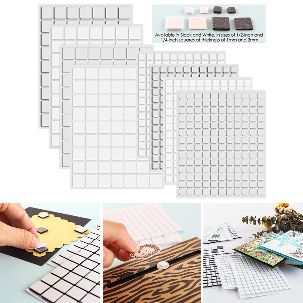 Black-White-3D-Double-Sided-Adhesive-Foam-Square-Permanent-Sticky ...