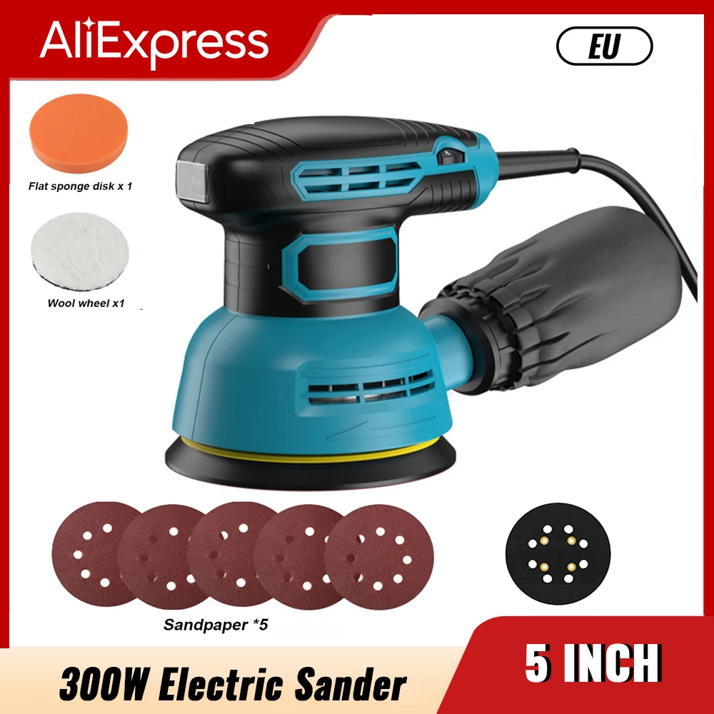 300W-Electric-Eccentric-Sander-5-Inch-125mm-Sanding-Plate-Electric ...