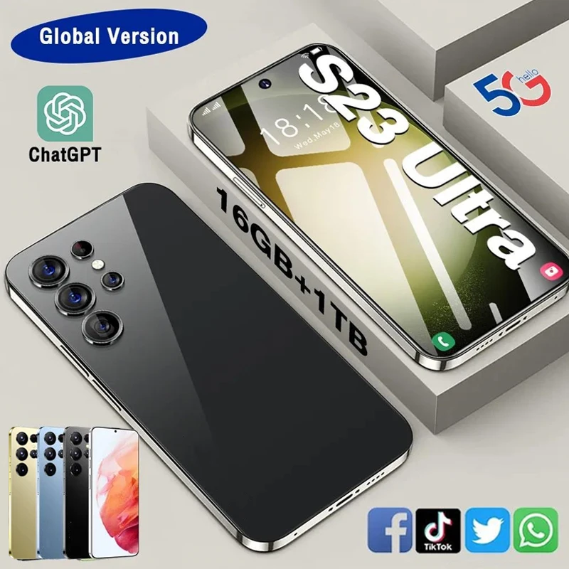 New-5G-Mobile-Phone-S23-Ultra-Smartphone-7-0-HD-Screen-16G-1T-7800Mah ...