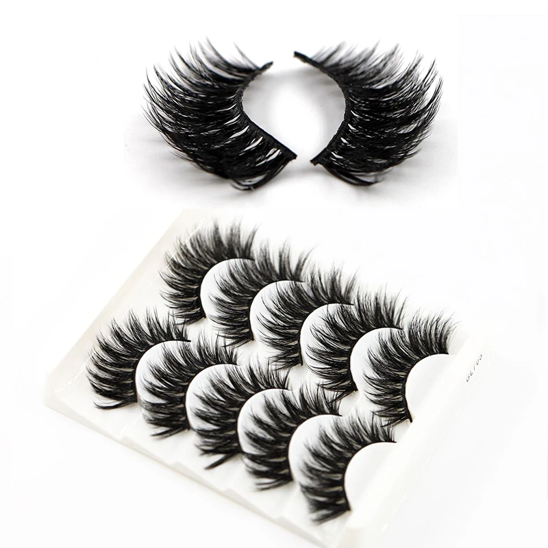 New 5 Pairs False Eyelashes Long Thick Eyelash Extensions Wispies ...