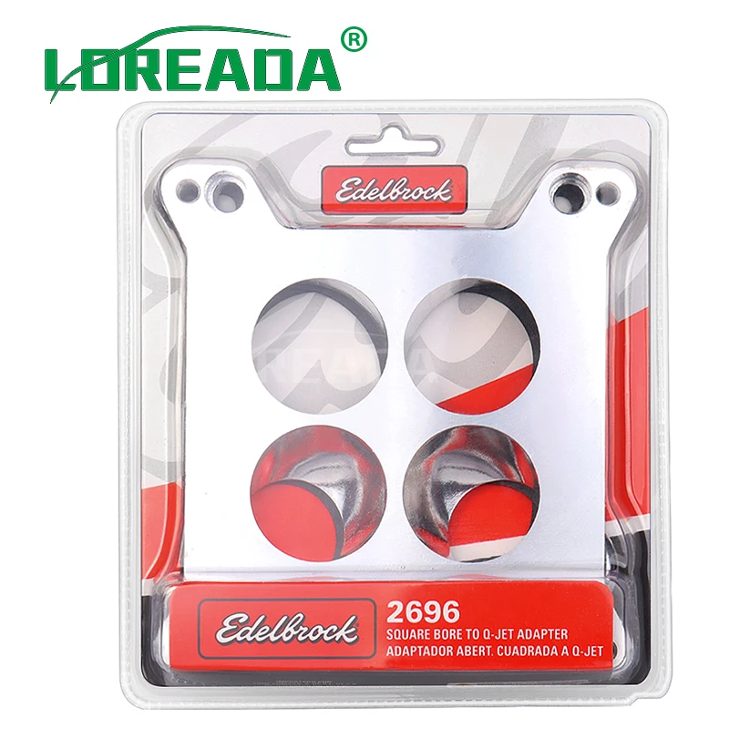 Aluminum-Carburetor-Adapter-Plate-Edelbrock-2696-Four-Hole-Square-Bore ...