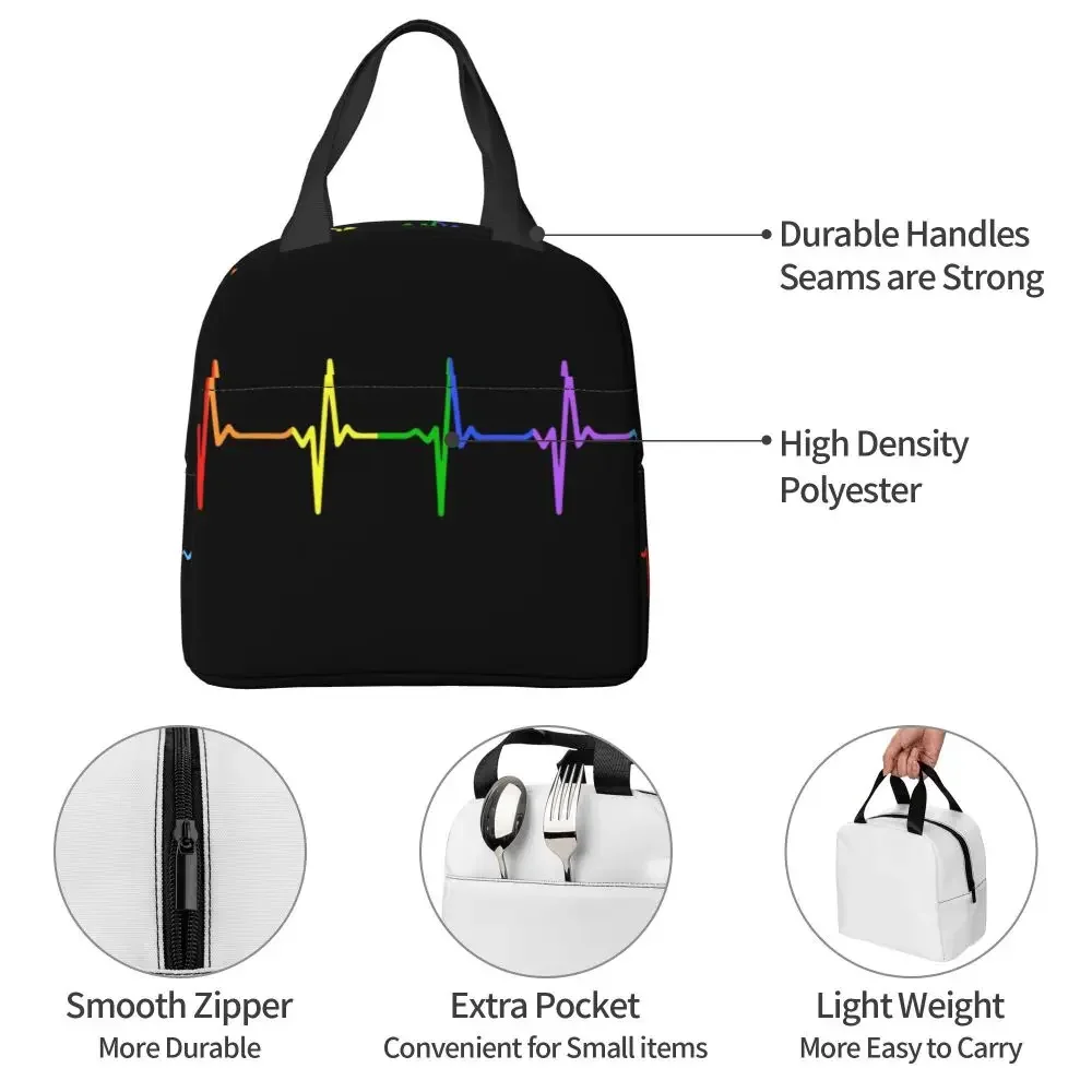 Изолированные ланч-пакеты Rainbow Pulse Hearbeat для отдыха на открытом ...