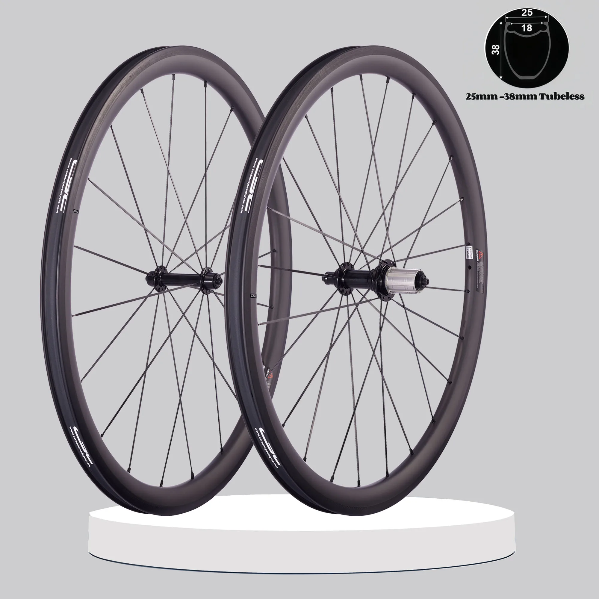 Koła karbonowe CSC 700C do roweru szosowego, 38mm Clincher Tubeless ...