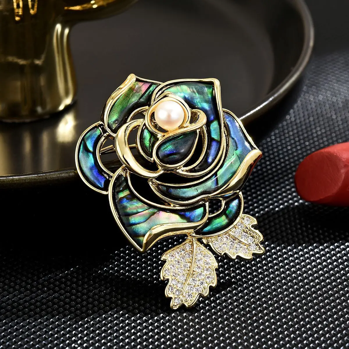 New-High-end-Luxury-Zircon-Enamel-Pearl-Rose-Brooches-for-Women-Classic ...