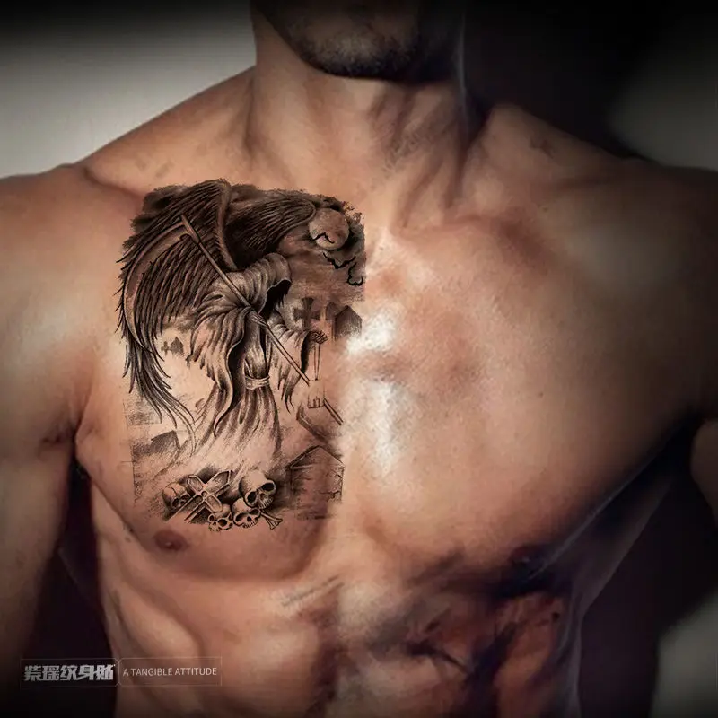 Grim Reaper Chest Tattoos