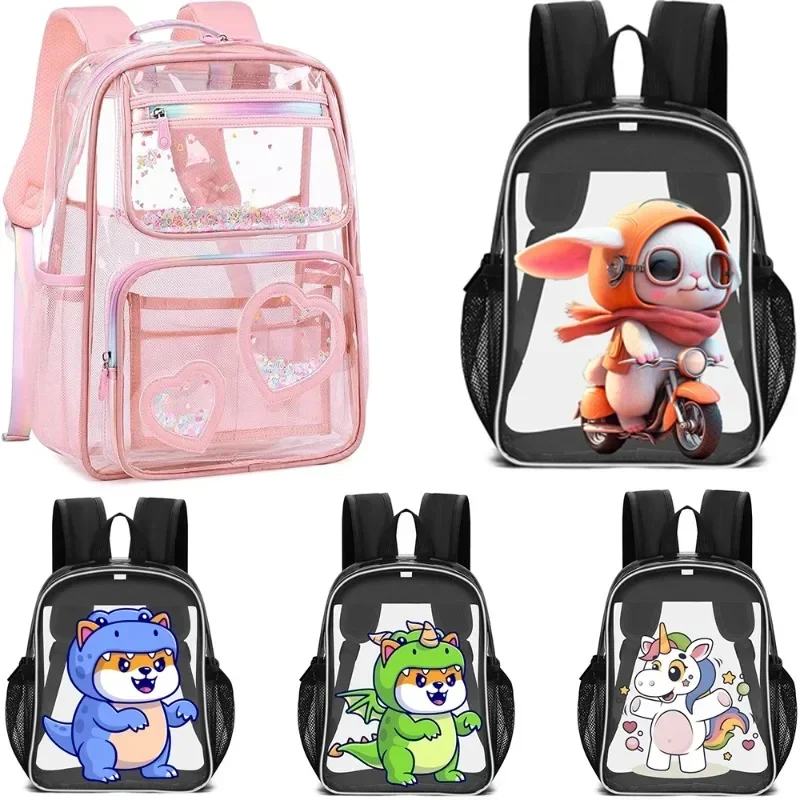 Clear-Backpack-for-Girls-Kids-Elementary-Bookbags-Transparent-Middle ...