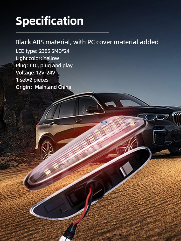 2 шт. динамический плавкий светодиодный указатель поворота, боковой габаритный фонарь для BMW ...