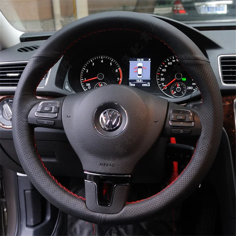 Hand Sewing Steering Wheel Cover for Volkswagen Golf Tiguan Passat B7 ...