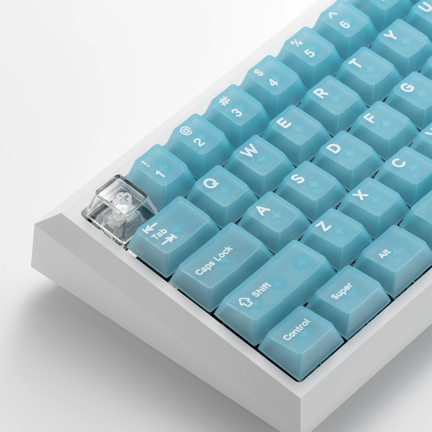 142 keys Light Blue Transparent Keycaps Cherry profile Shine Through PC ...
