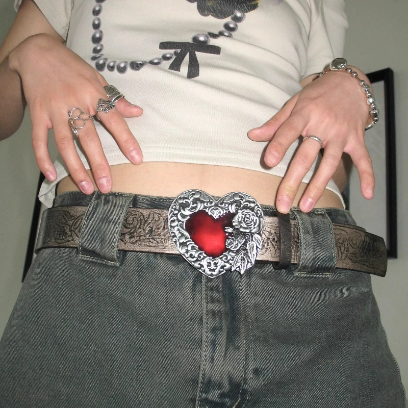 Women-Gothic-PU-Belt-Red-Ruby-Heart-Buckle-Waist-Belts-Subculture-Buckle-Waistband-Punk-Y2K ...