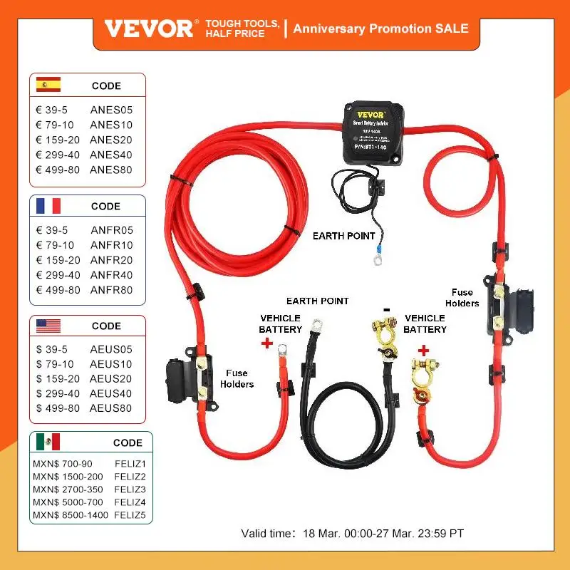 VEVOR-Split-Charge-Relay-Kit-Voltage-Sense-Relay-Professional-12V ...
