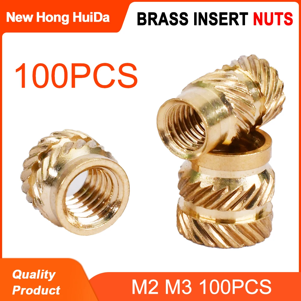 M2 M3 100Pcs Insert Knurled Nuts Brass Hot Melt Inset Nuts Heating ...