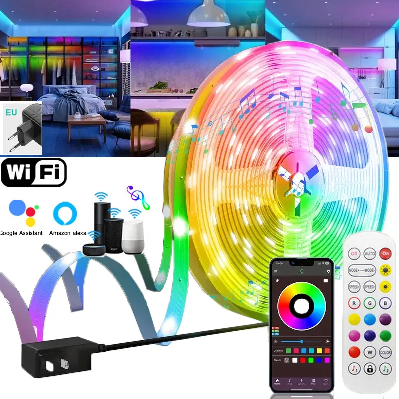 EU-Plug-LED-Strip-Light-RGB-5050-WiFi-2835-Music-Sync-Color-Changing ...