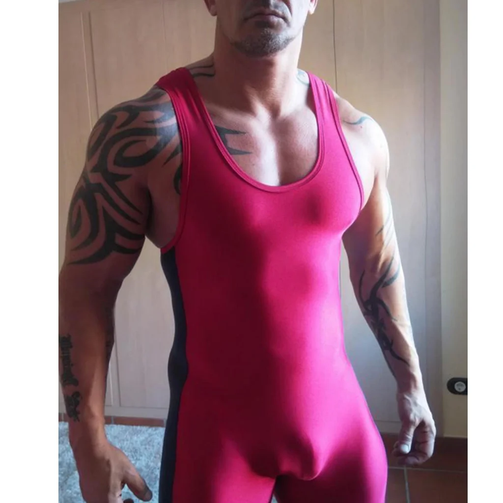 Verão sem mangas singlets de wrestling masculino terno boxing skinsuit ...