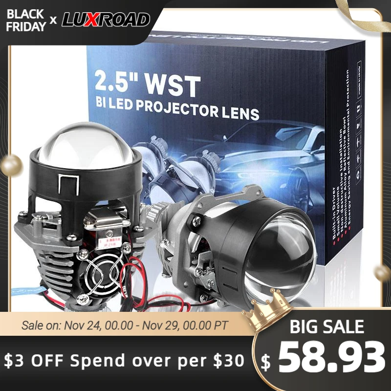 2.5 inch Bi led Lens Angle Eyes Projector Lenses For Headlight H7 H4 9005 9006 HB3 HB4 LED ...