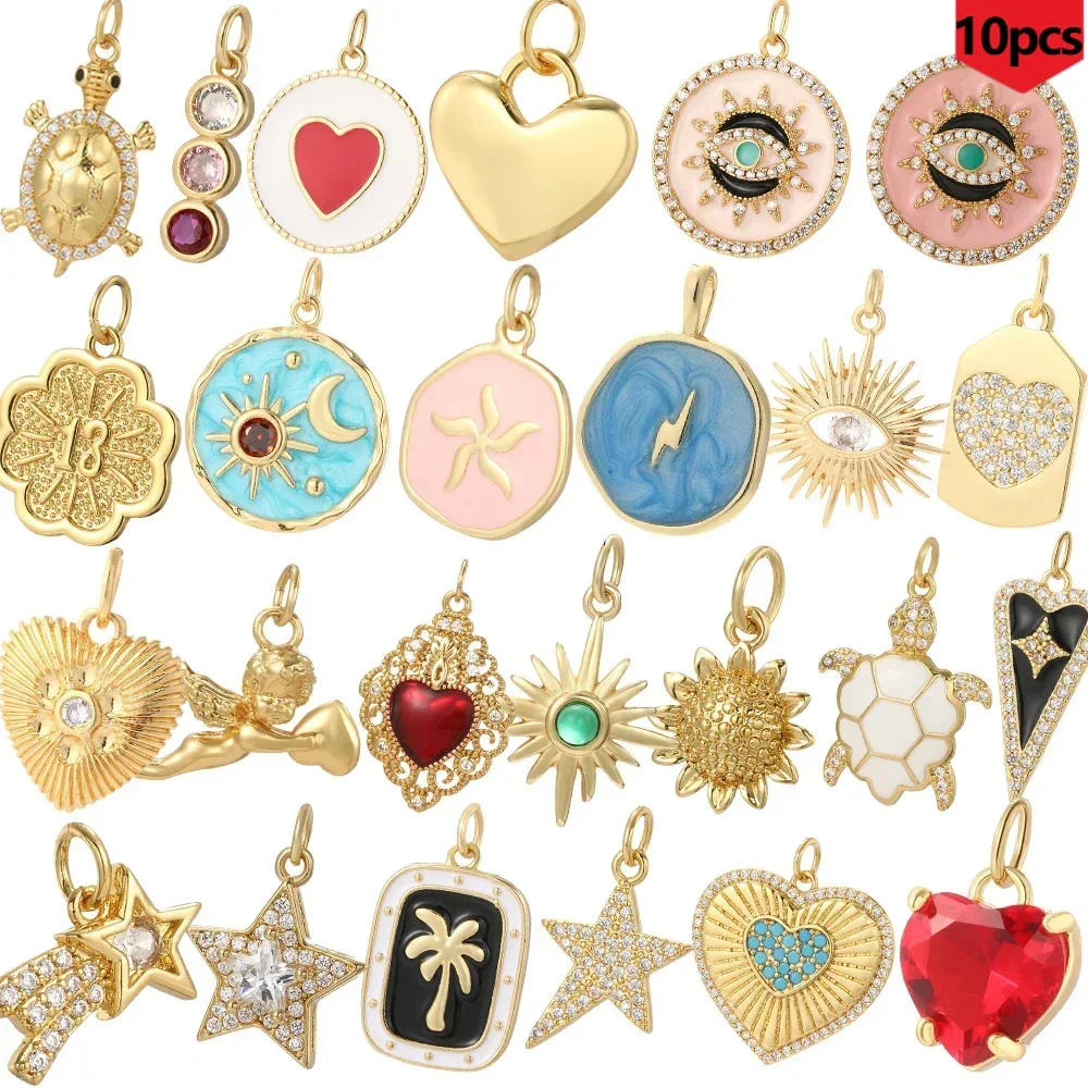 10pcs-Lot-Y2k-Cute-Angel-Heart-Necklace-for-Women-Golden-Sun-Evil-Blue ...