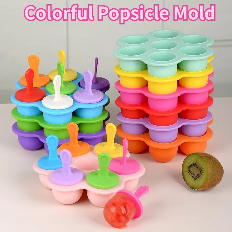 7-Holes-Ice-Cream-Ice-Pops-Mold-Food-Grade-Silicone-Popsicle-Mould-Ice ...