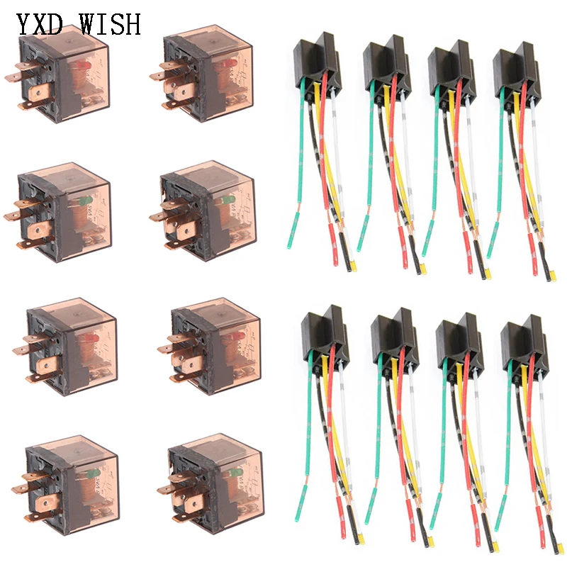 10 Uds. Enchufe de relé automotriz impermeable DC 12V 24V 5Pin 80A 100A ...